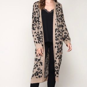 Mustard Seed | Sweaters | Long Leopard Animal Print Cardigan Duster ...